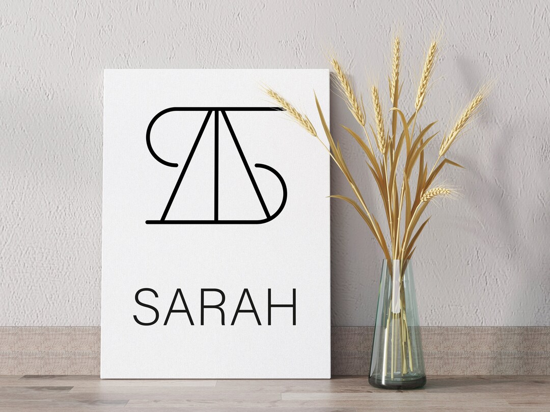 Minimalist Name Logo Design Canvas, Custom Modern Text Print Sign Home ...