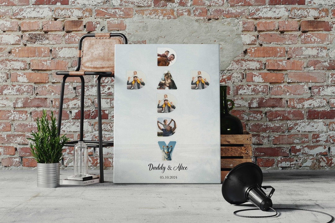 Unique Daddy Letter Photo Collage Canvas Print Sign, Name Word Picture ...