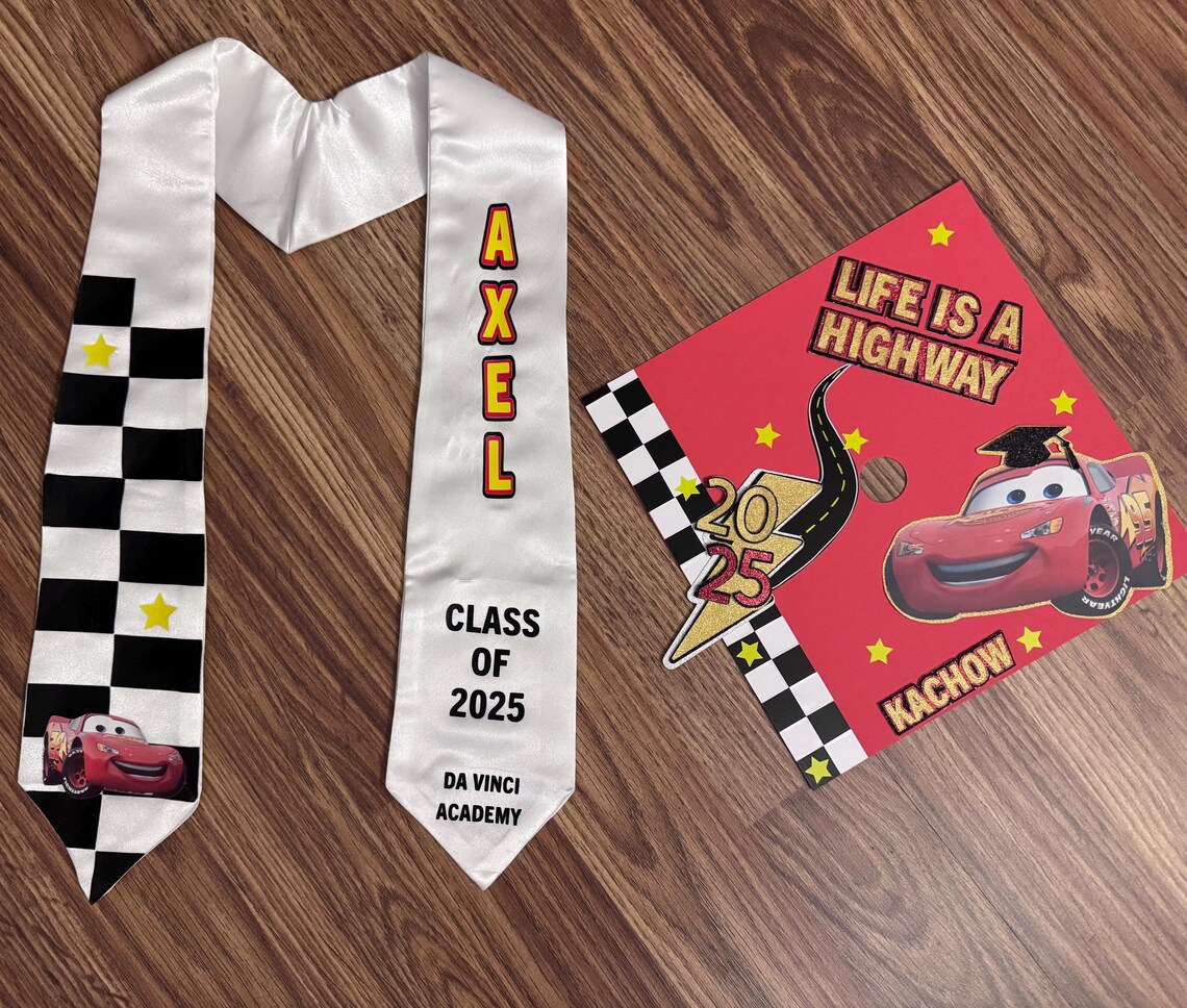 Cars Graduation Cap Topper & Matching Stole - Etsy