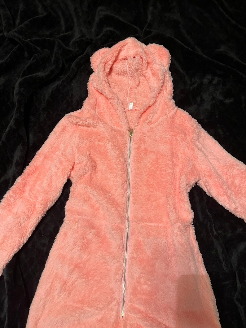 Adult Teddy Bear Onesie Fuzzy Pajamas. Full Zip up Front W Hoodie. 4 ...