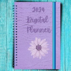 2024 Pretty Digital Purple Interactive Planner, Monthly and Weekly With ...