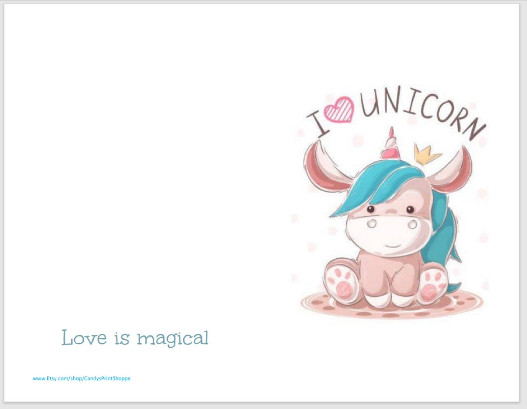 Love is Magical Unicorn Printable Card, Greeting Card, Birthday Card ...