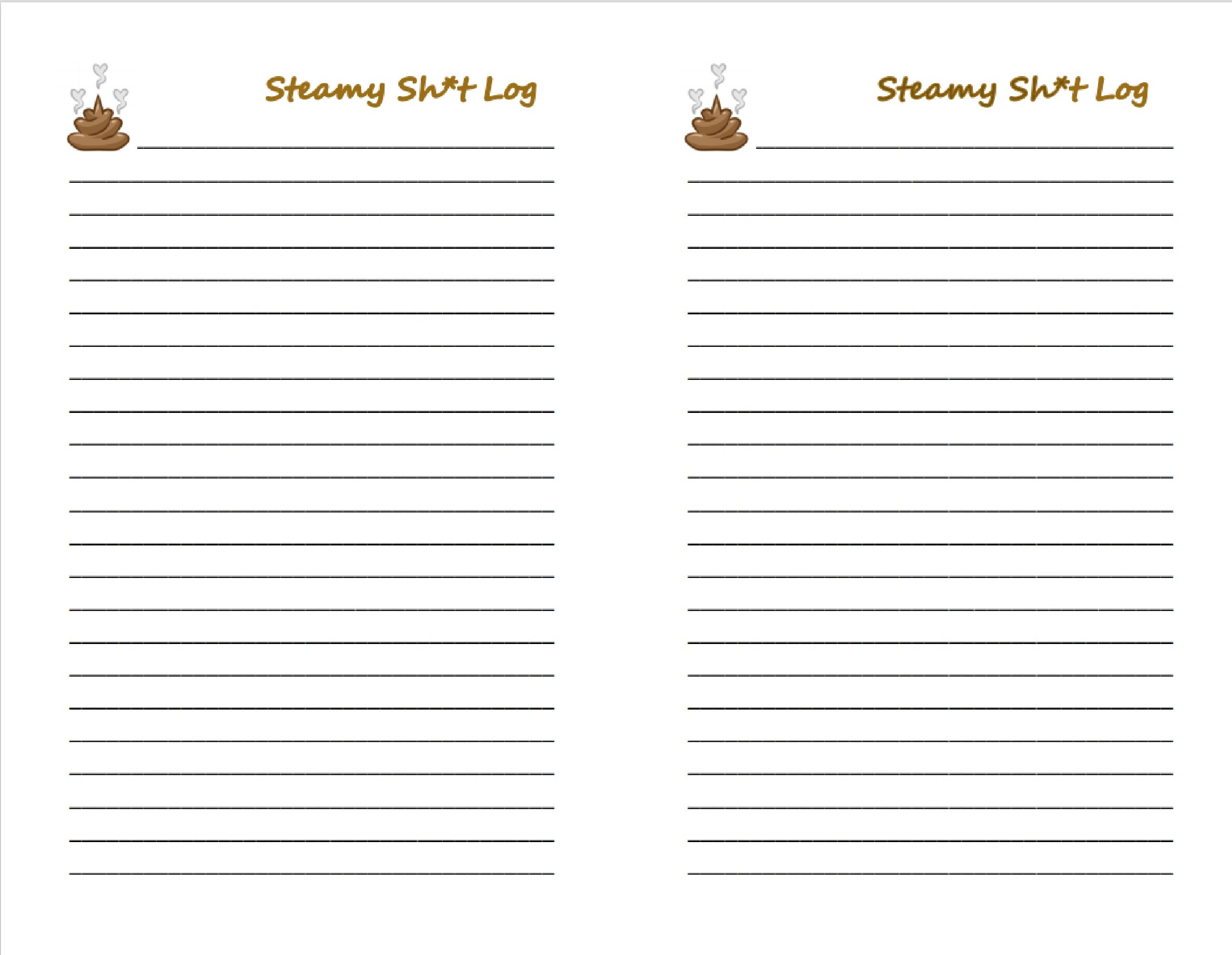 Steamy Shit Log Journal Printable - Etsy