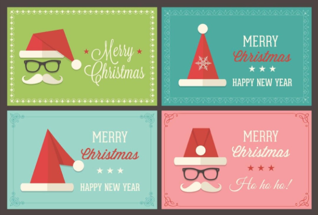 Printable Santa Hat Christmas Cards - Etsy