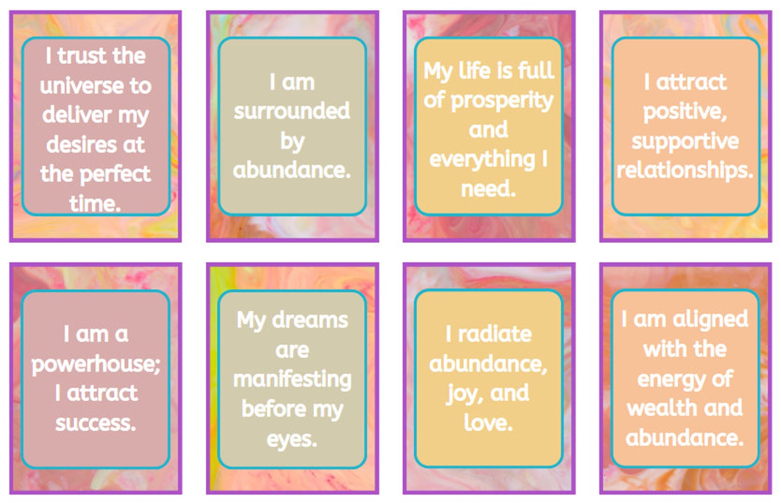 56 Printable Manifestation Cards, Beautiful Uplifting Positive Mindset ...