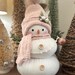 Handmade Fleece Snowman, Pastel Pink With Beaded Garland and Christmas ...