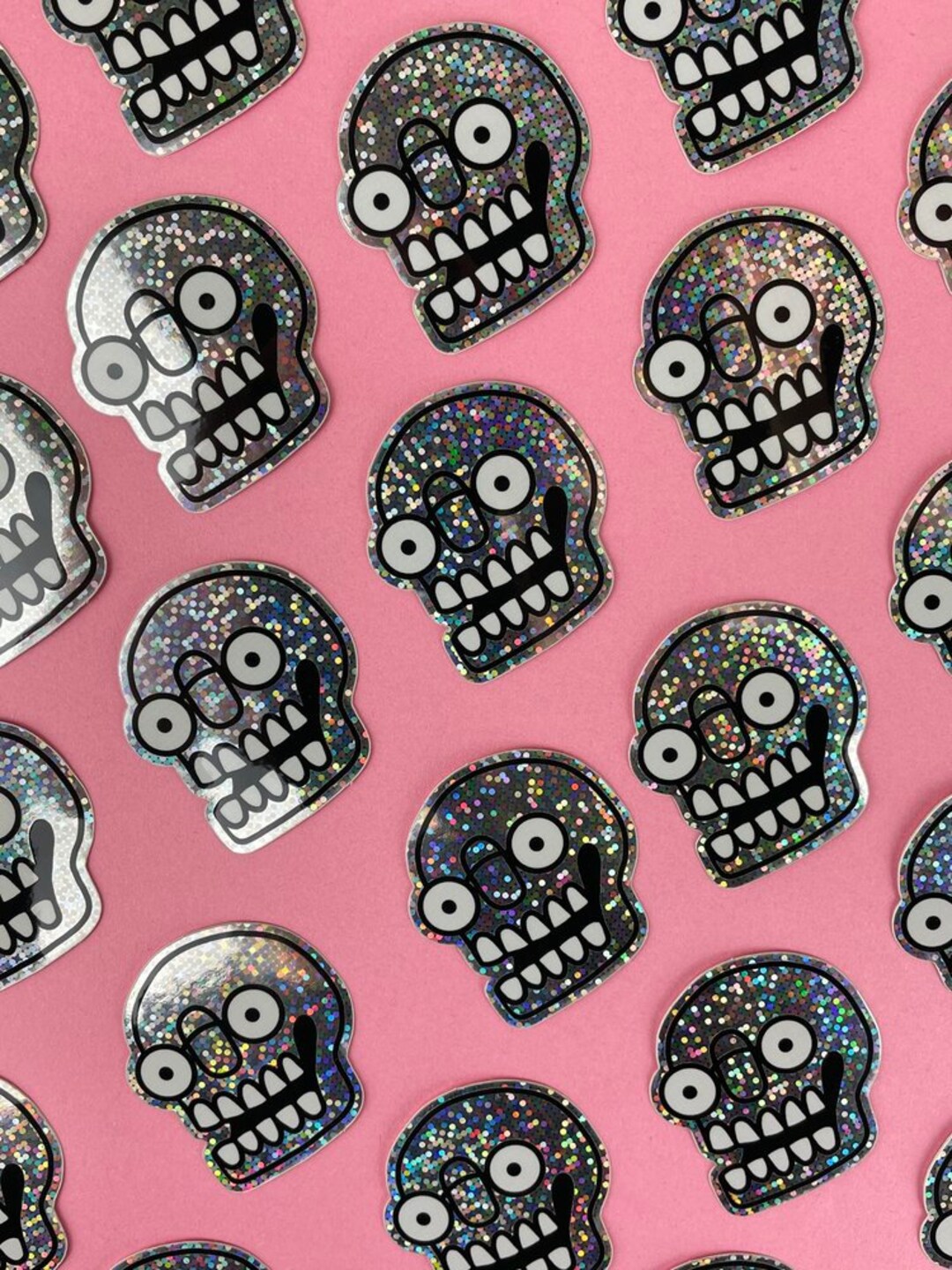 Glitter Nerdy Skull Laminated Vinyl Sticker regular Pattern - Etsy