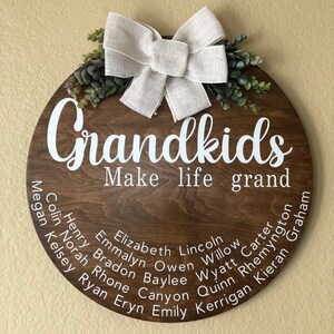 Grandkids Sign | Grandparents Gift | Grandkids Round Sign | Grandkids ...