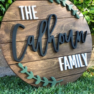 Family Last Name Round Wood Sign: Personalized Home Decor - Etsy