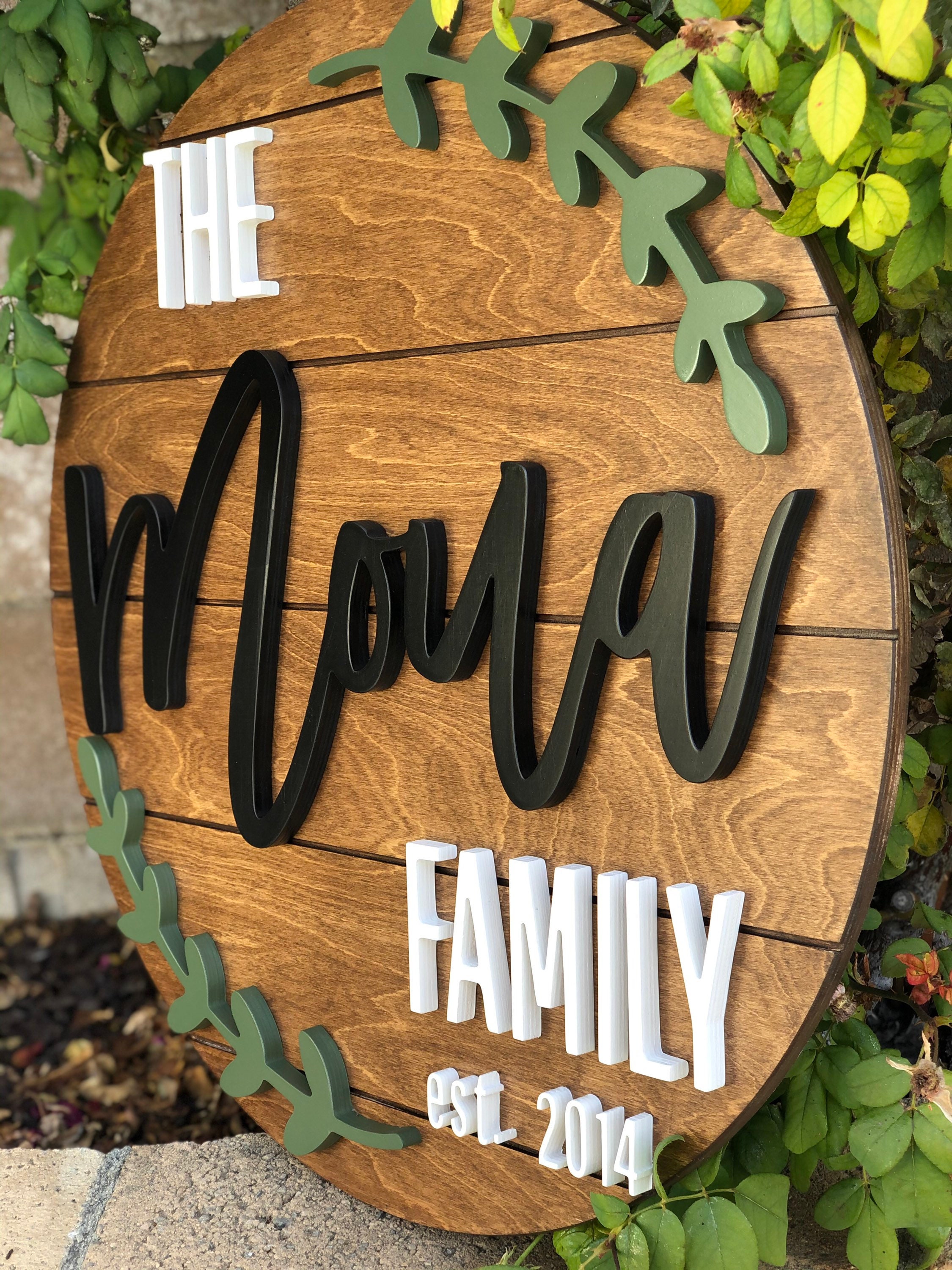 Family Last Name Round Wood Sign: Personalized Home Decor - Etsy