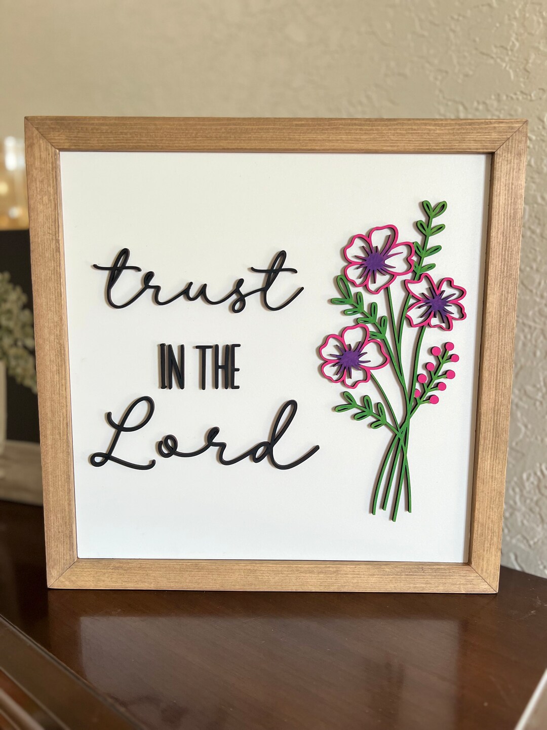 Trust in the Lord Sign: Laser Cut Floral Christian Decor - Etsy