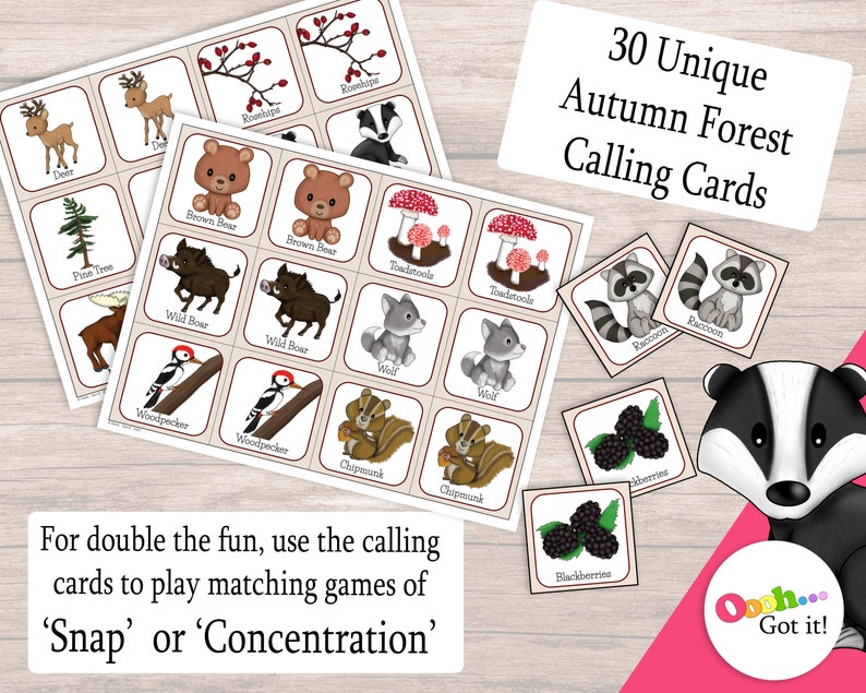 Woodland Animal Bingo Cards a Printable Autumn Forest Game | Etsy UK