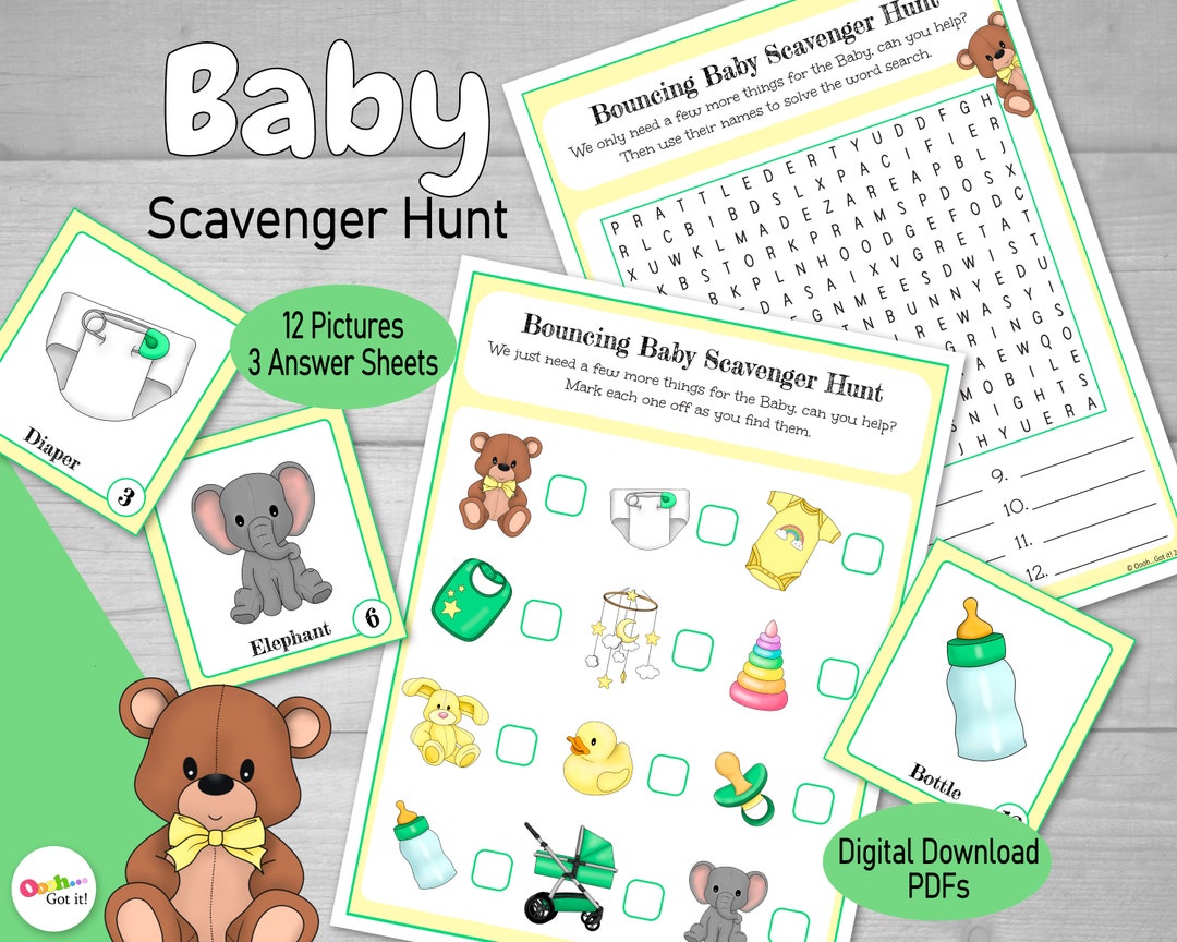 Baby Shower Scavenger Hunt, a Printable Picture Teddy Bear Treasure ...