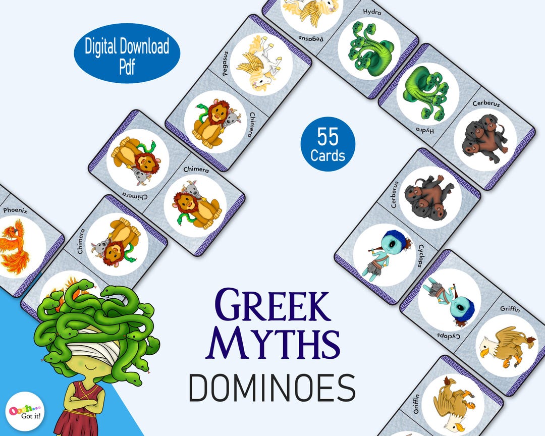 Greek Mythology Dominoes, a Printable Ancient Greece History Picture ...
