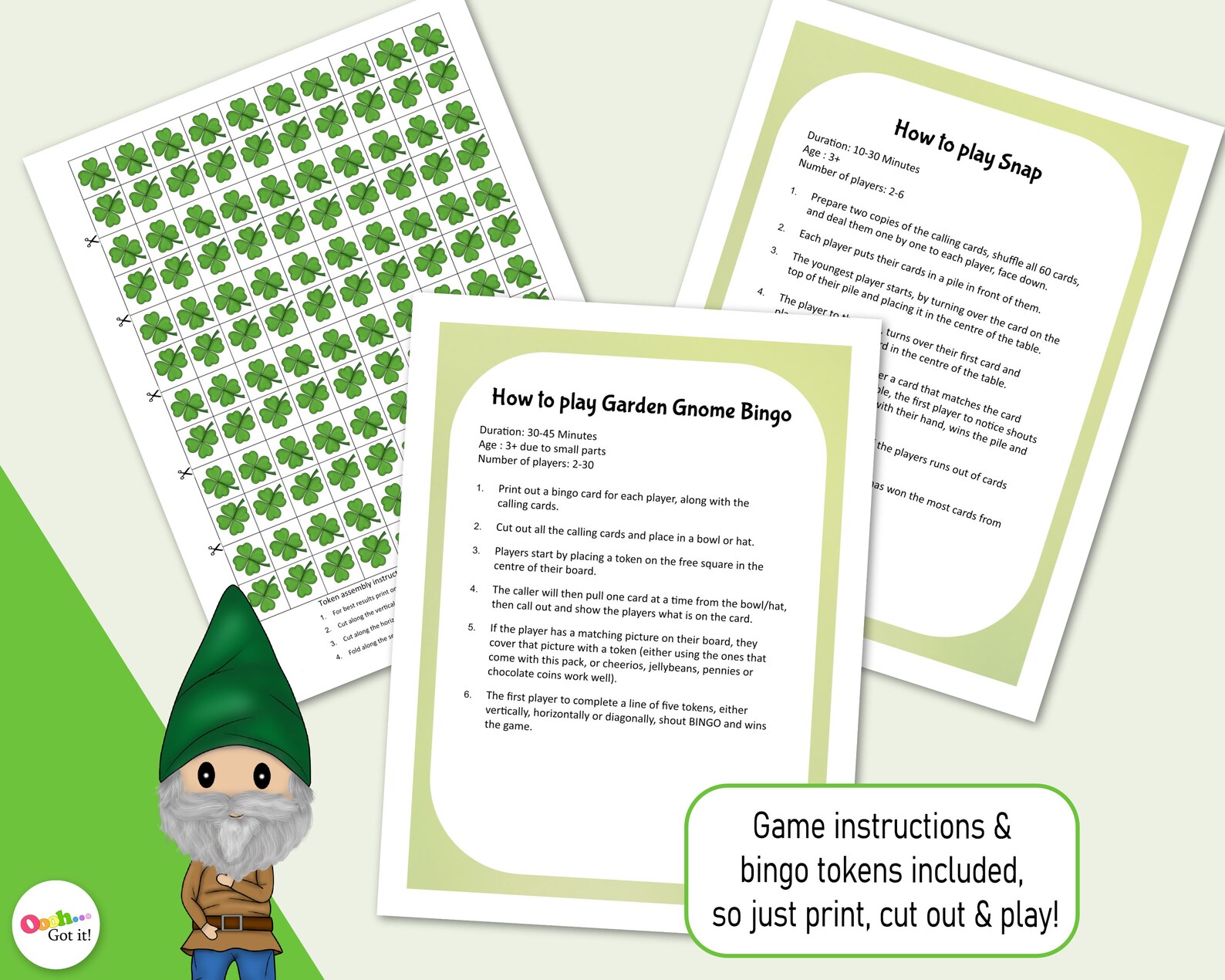 Garden Gnome Bingo Cards, a Printable Garden Party Game, Kids Activity ...