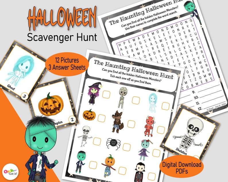 Halloween Scavenger Hunt, a Printable Spooky Picture Matching Family ...