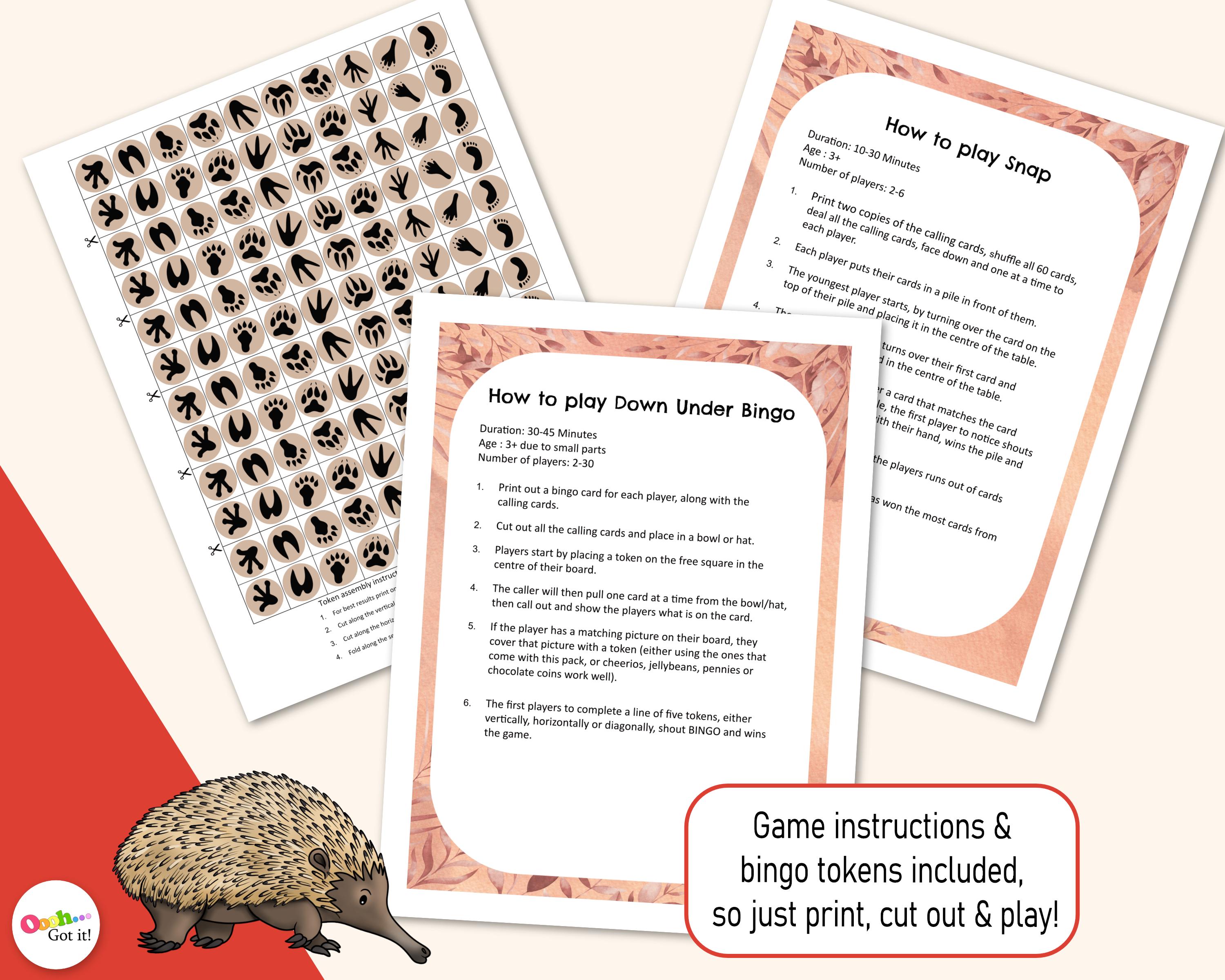 Australian Animals Bingo - a Printable Game With Aussie & New Zealand ...