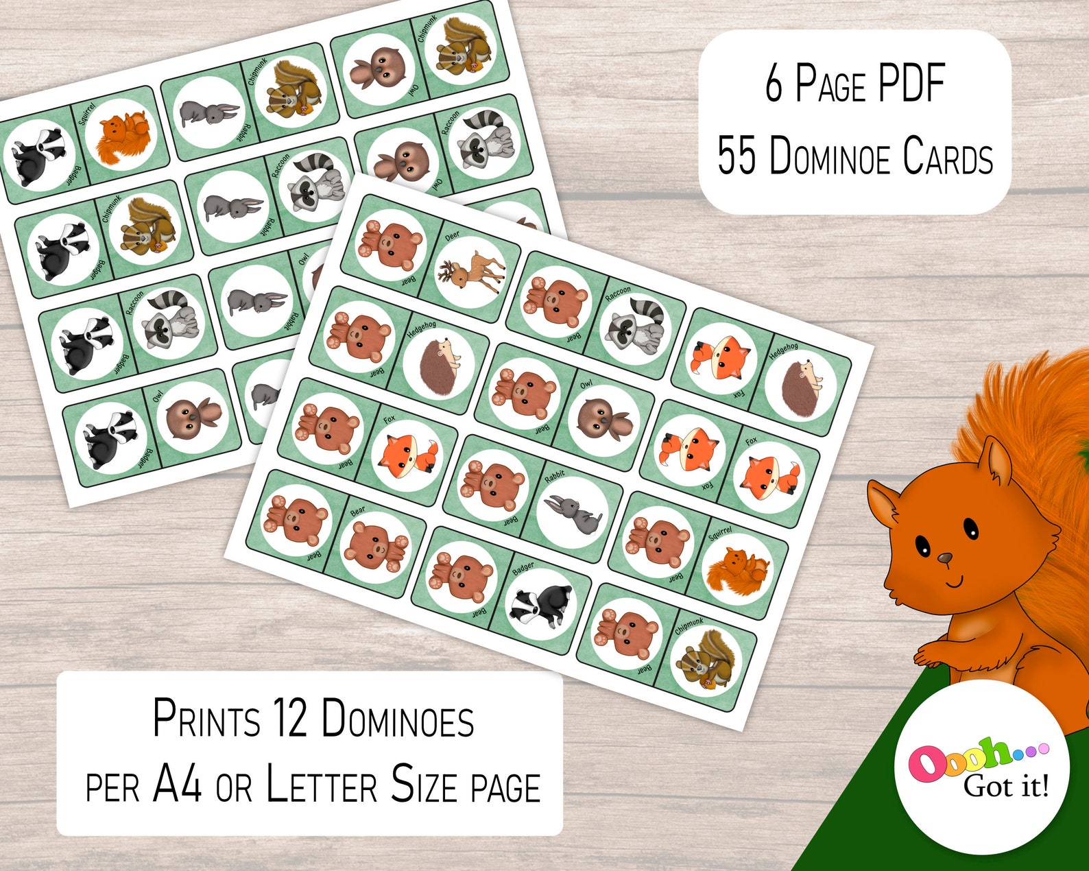 Woodland Animals Dominoes a Printable Autumn Tile Game for - Etsy