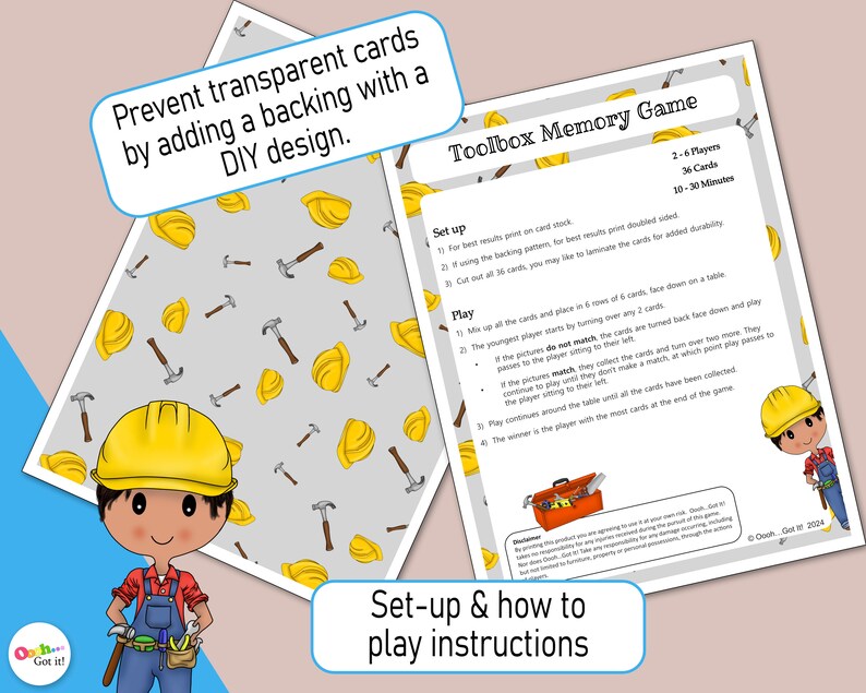 Toolbox Memory Game, a Printable Construction Card Game, a DIY Tools ...