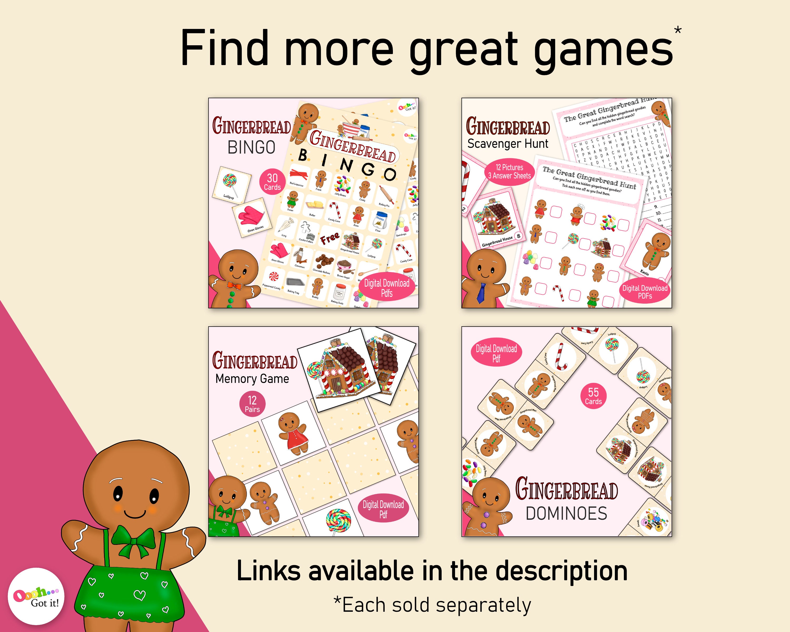 Gingerbread Man Treasure Hunt, a Cute Printable Kids Festive Baking ...
