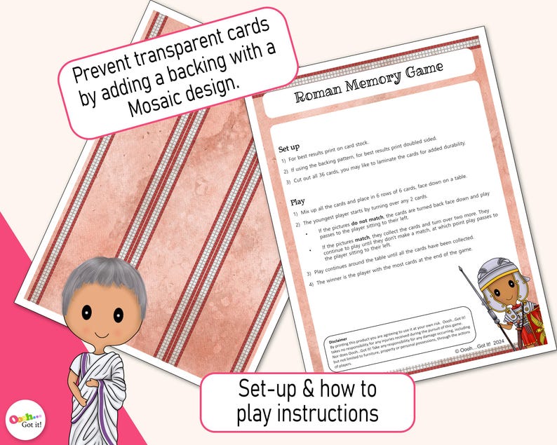 Ancient Rome Memory Game, a Printable Roman History Card Game, for a ...