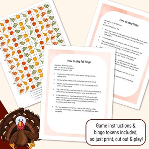 Fall Bingo, a Autumn Printable Kids Activity, 30 Cards for September ...