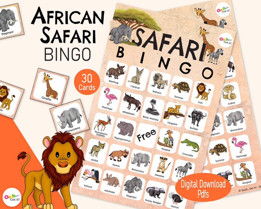 Safari Bingo – A Printable African Animal Game for Kids, Great for ...
