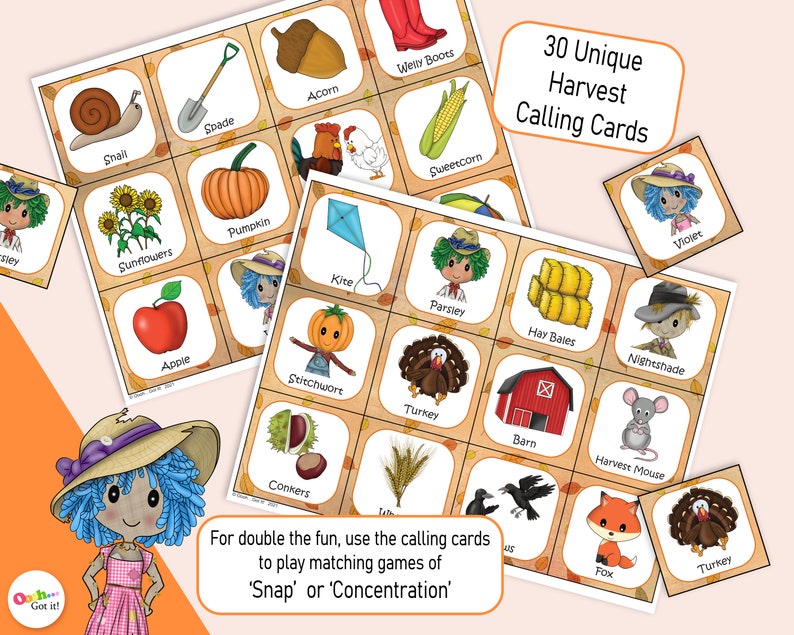 Fall Scarecrow Bingo Game, a Printable Kids Activity, a Family Game ...