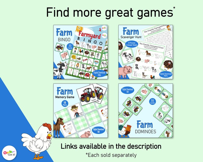 Farm Animals Dominoes, a Printable Farmyard Game Party Favor, or Gift ...