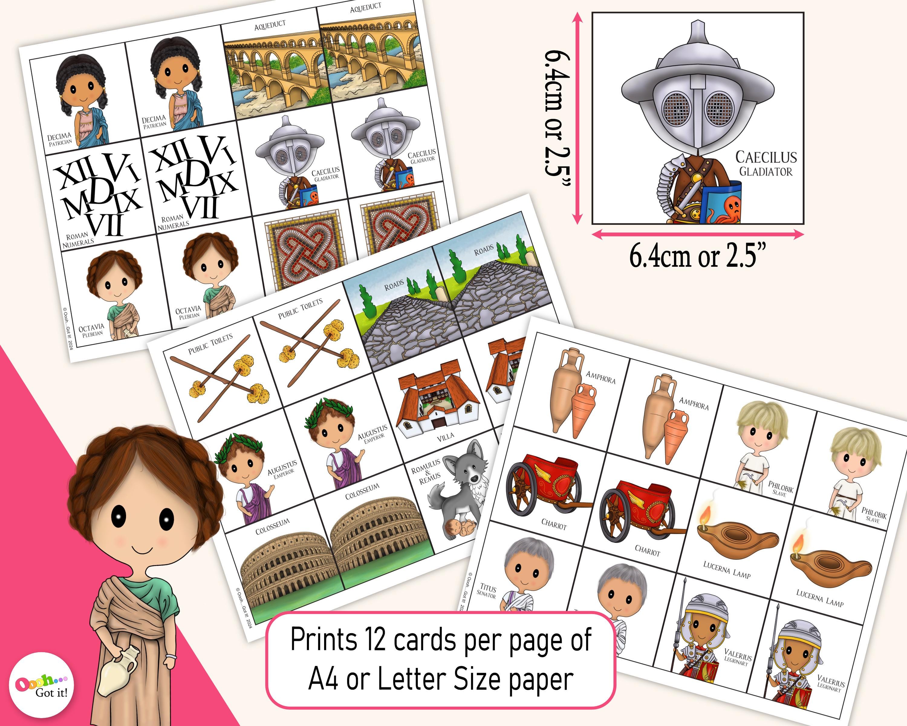 Ancient Rome Memory Game, a Printable Roman History Card Game, for a ...