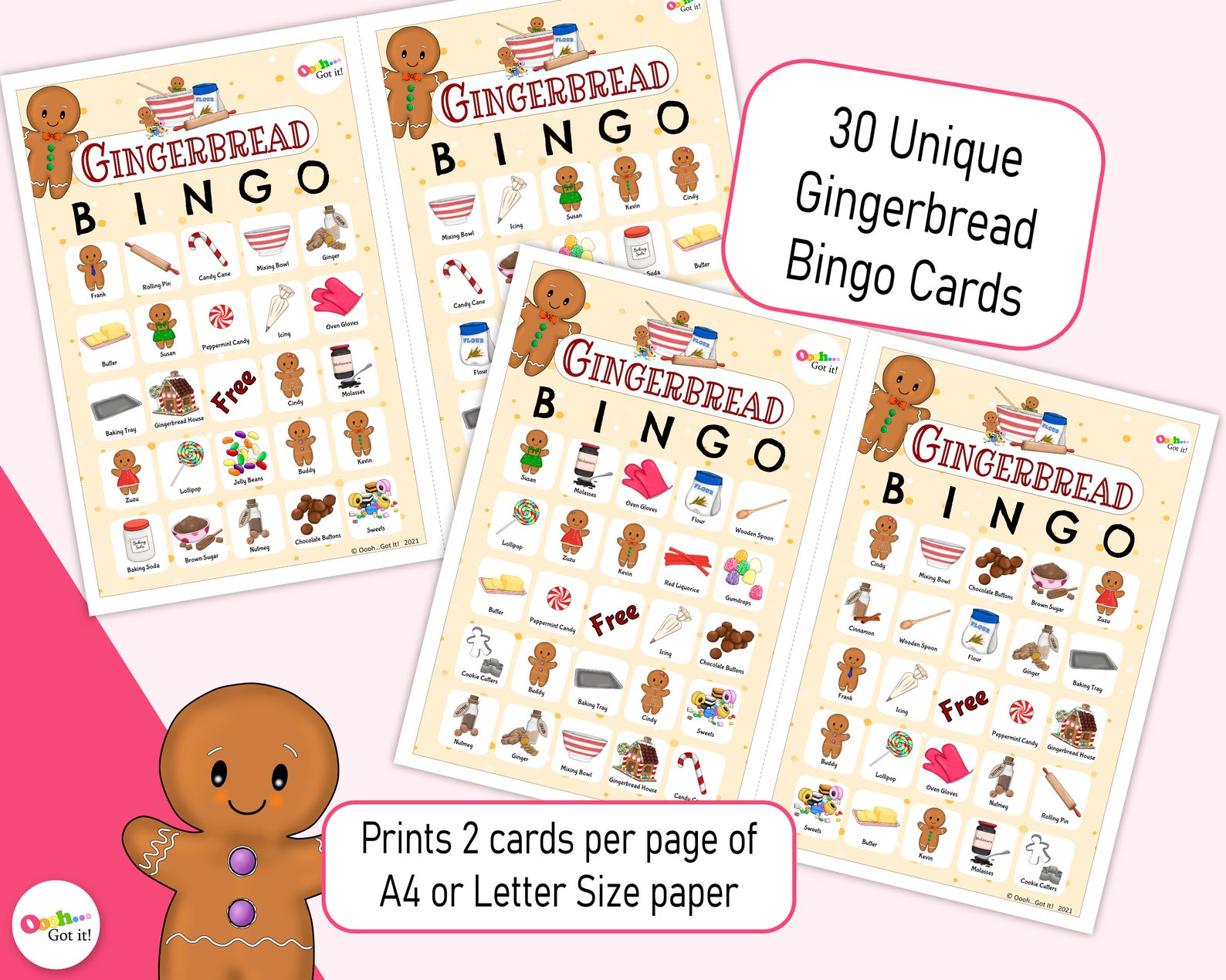 Gingerbread Bakery Bingo, a Printable Christmas Baking Party Game, for ...