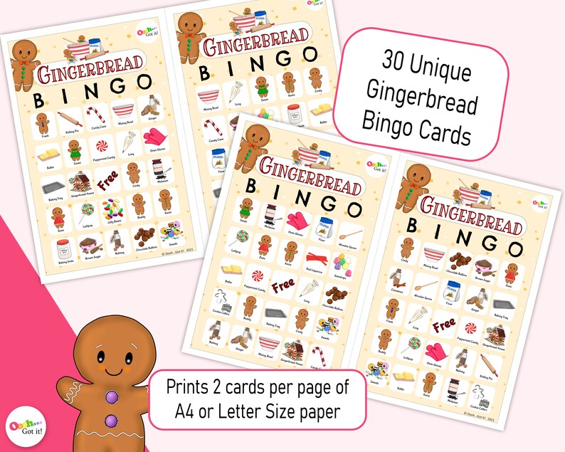 Gingerbread Bakery Bingo, a Printable Christmas Baking Party Game, for ...