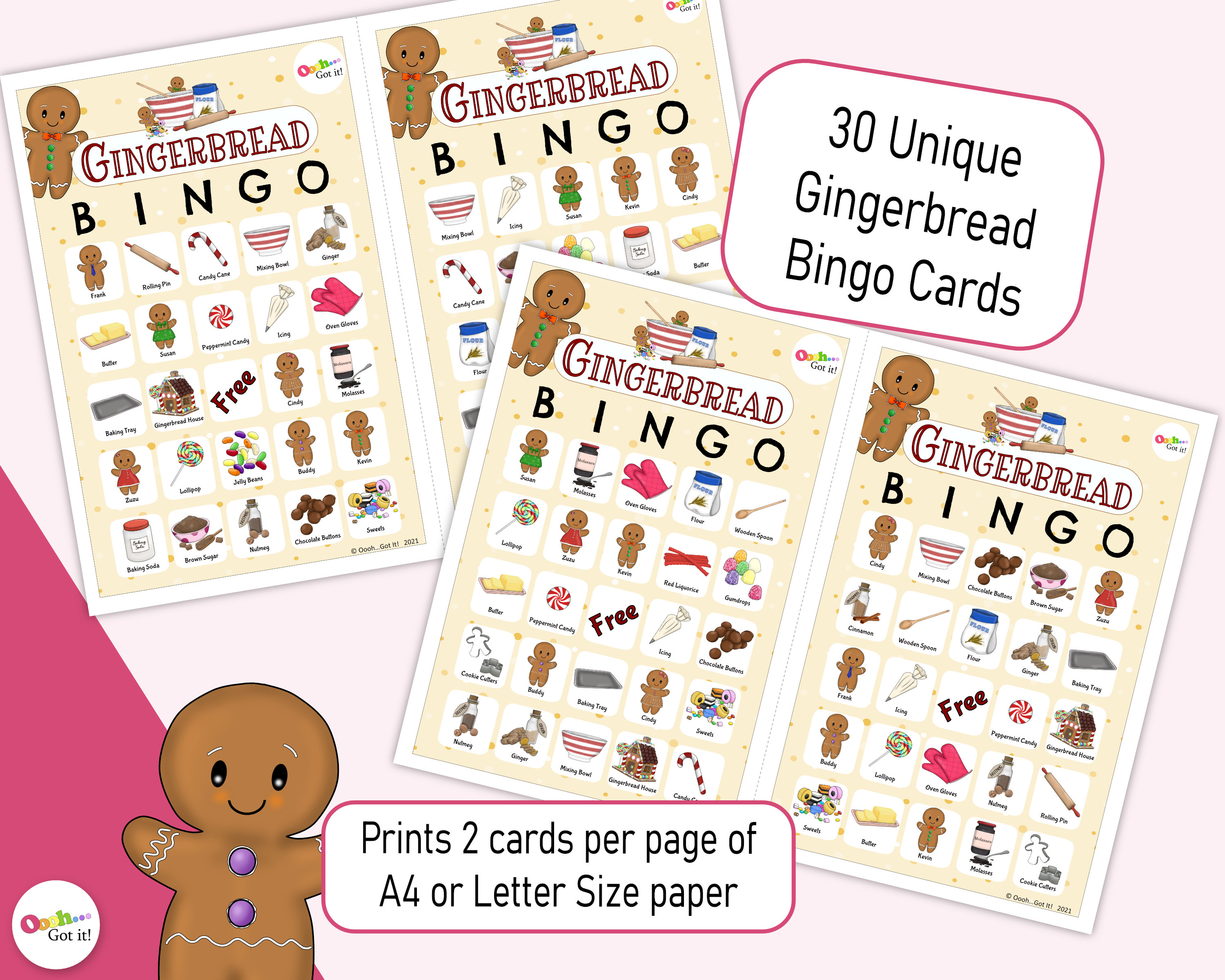 Gingerbread Bakery Bingo, a Printable Christmas Baking Party Game, for ...