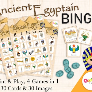 Ancient Egyptian Bingo Cards a printable party game kids | Etsy