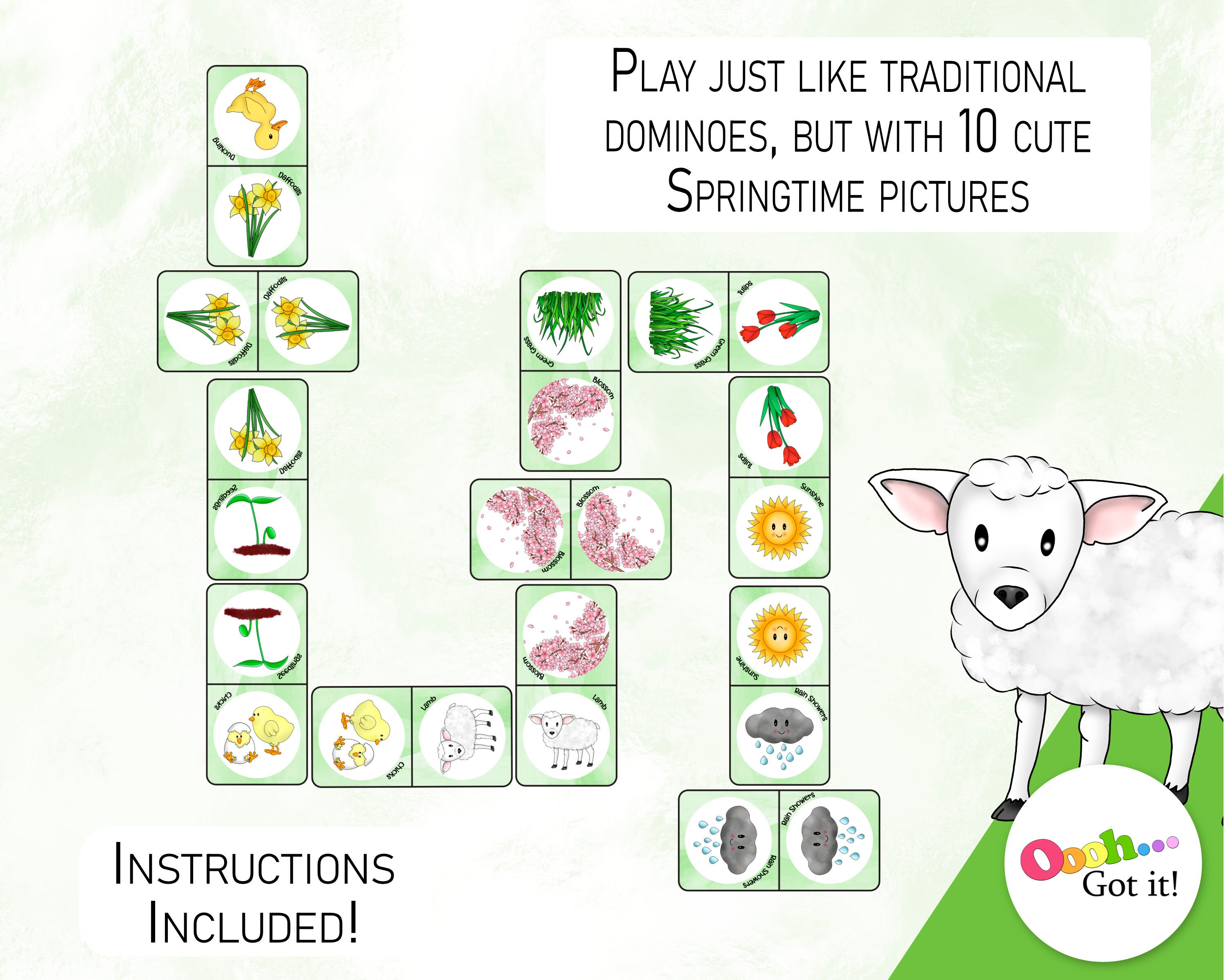 Spring Picture Dominoes a Printable Kids Game a Spring - Etsy UK