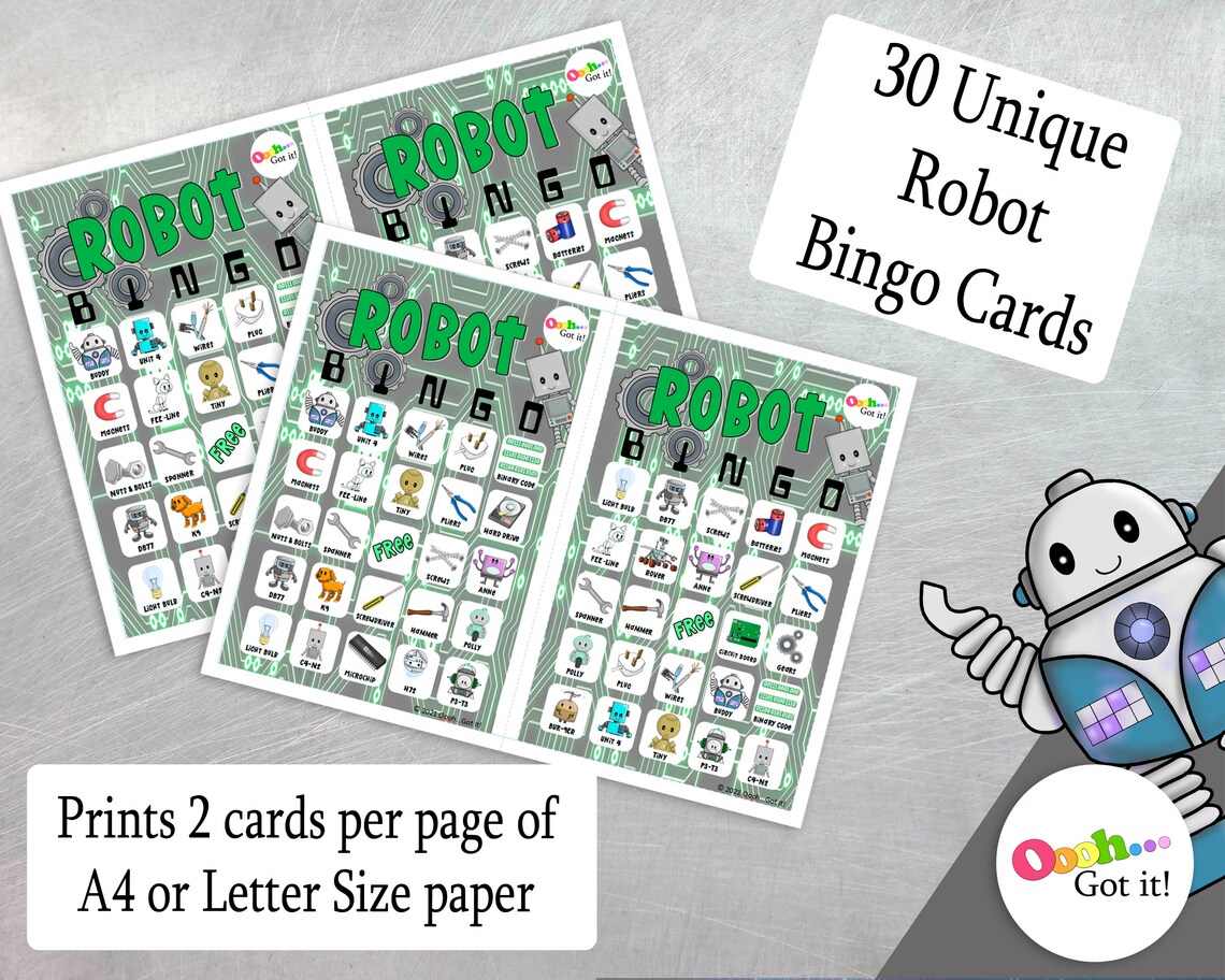 Robot Bingo Cards a printable boys birthday party game a | Etsy