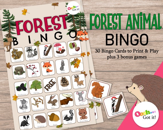 Woodland Animal Bingo Cards a Printable Autumn Forest Game - Etsy