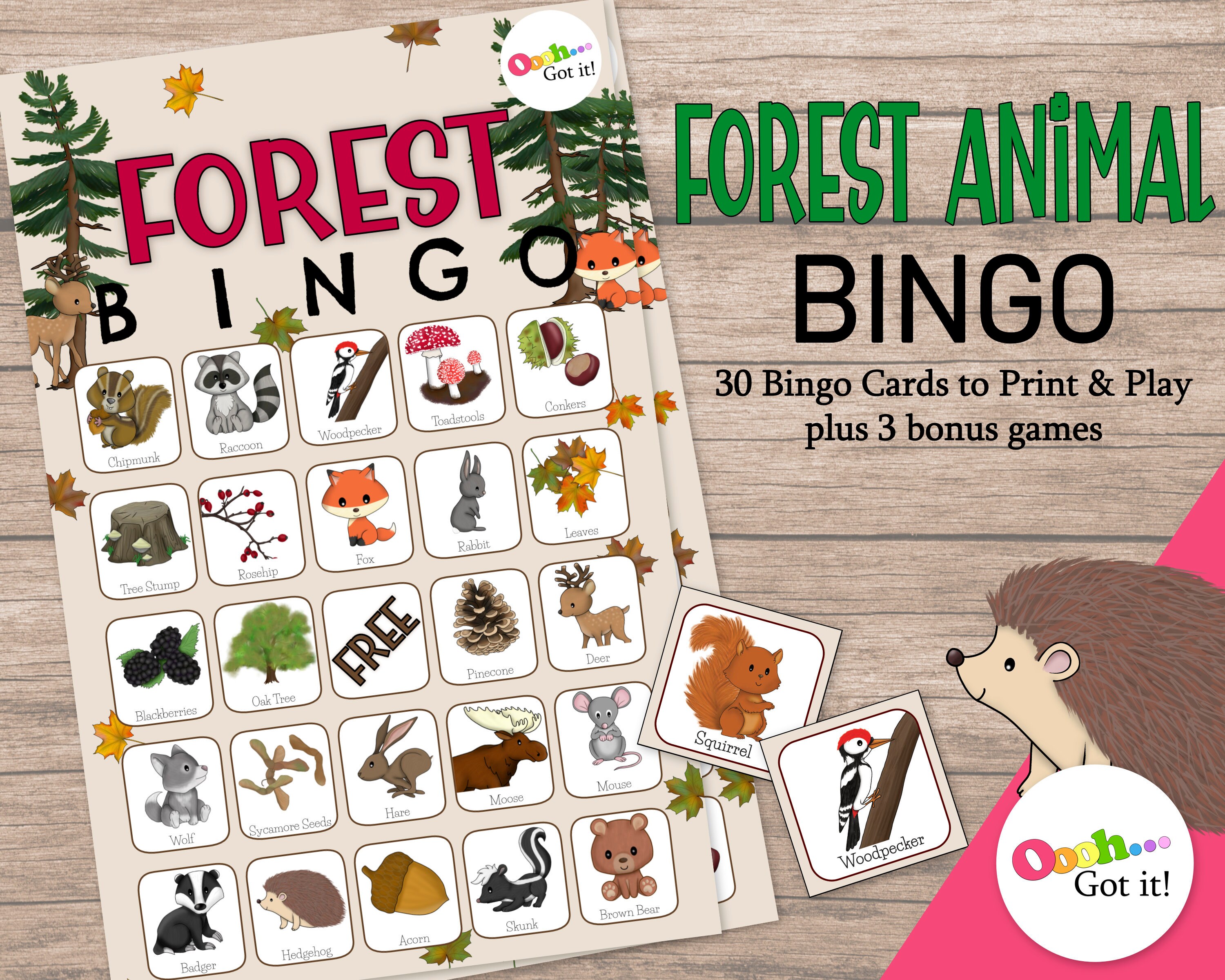 Woodland Animal Bingo Cards a Printable Autumn Forest Game - Etsy