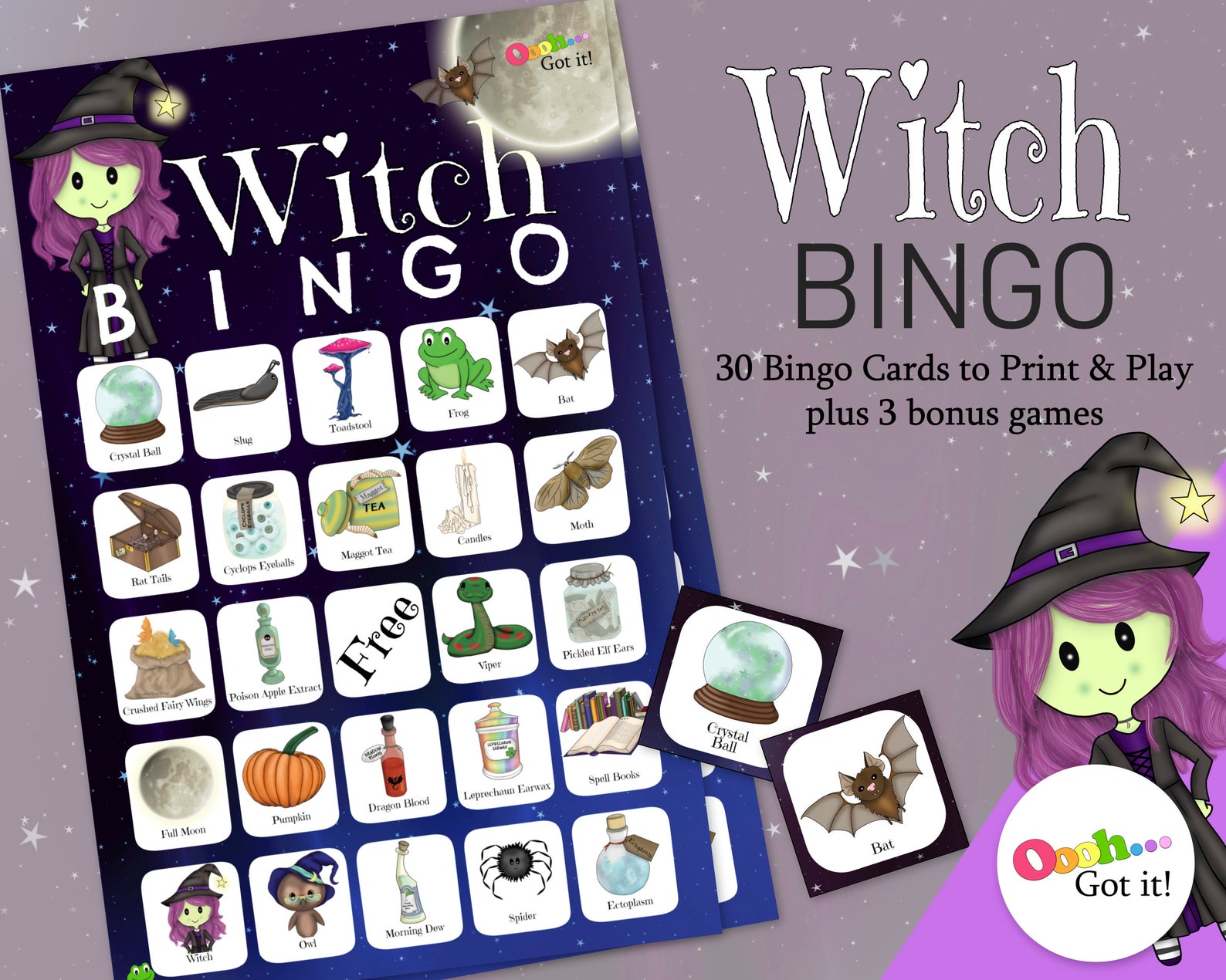 Witch Bingo Cards a Printable Magical Birthday Game With - Etsy