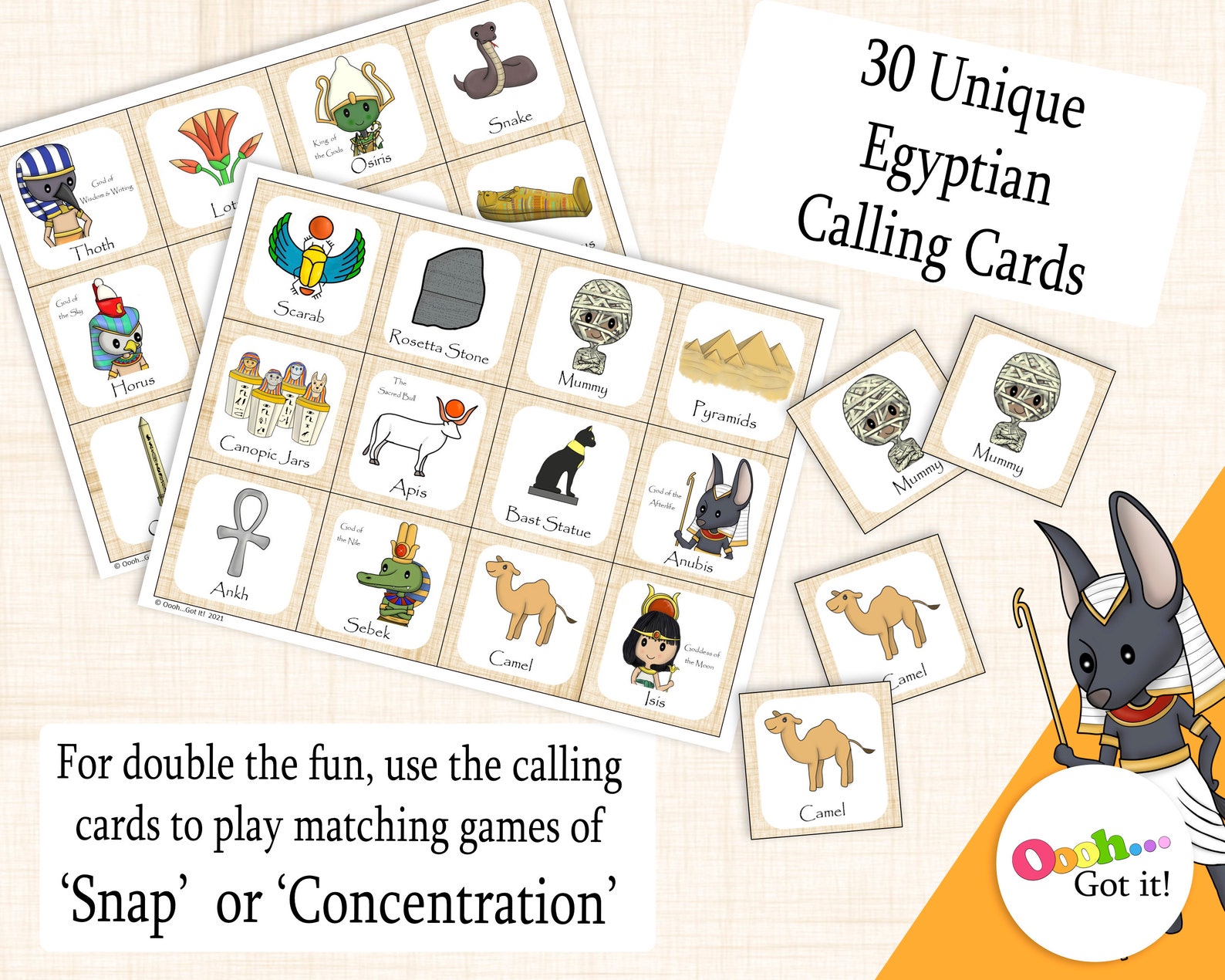 Ancient Egyptian Bingo Cards a Printable Mummy Party Game - Etsy