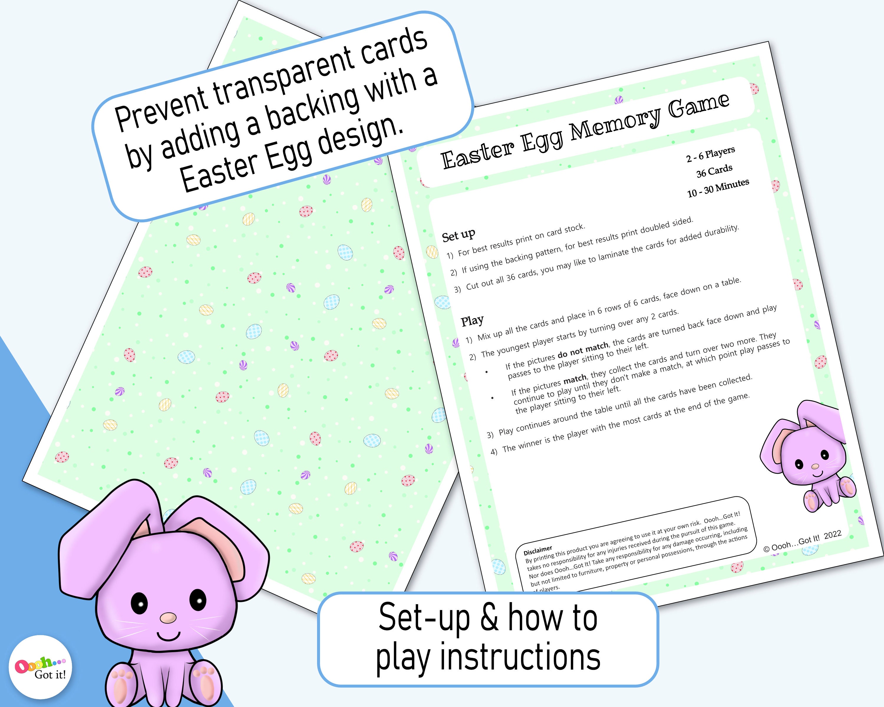 Easter Egg Memory Card Game, a Printable Picture Matching Family Game ...