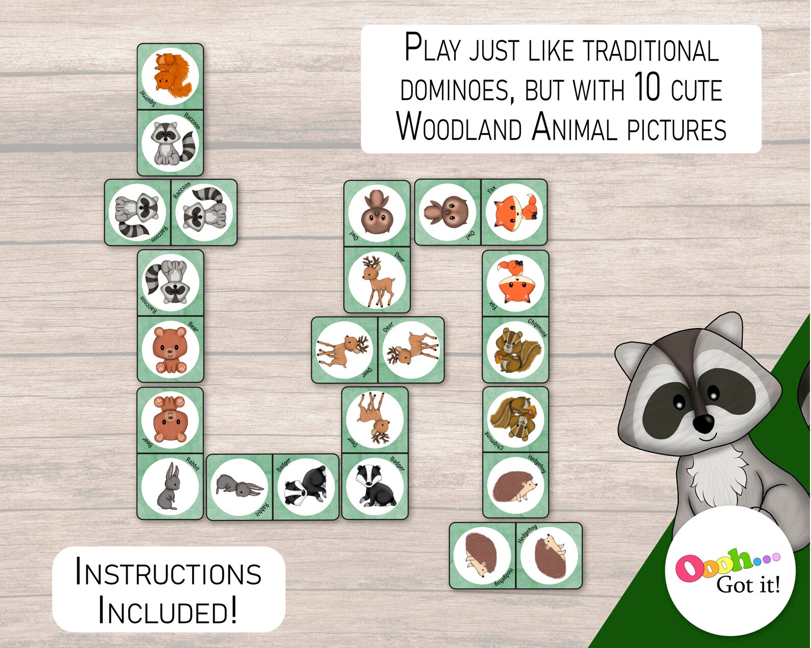 Woodland Animals Dominoes a Printable Autumn Tile Game for - Etsy
