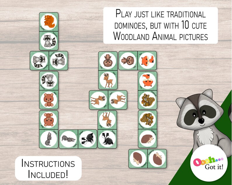 Woodland Animals Dominoes a Printable Autumn Tile Game for - Etsy