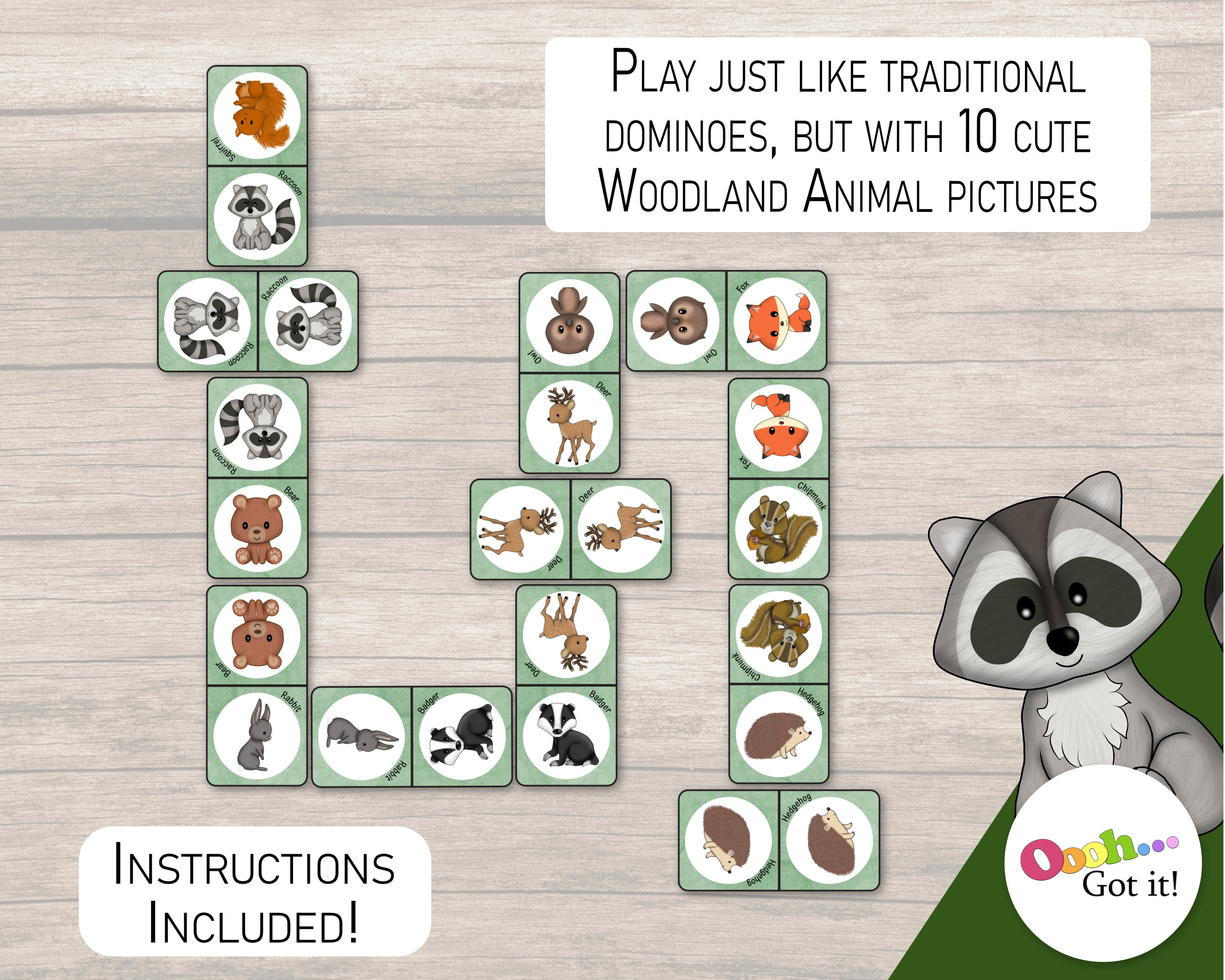 Woodland Animals Dominoes a Printable Autumn Tile Game for - Etsy UK