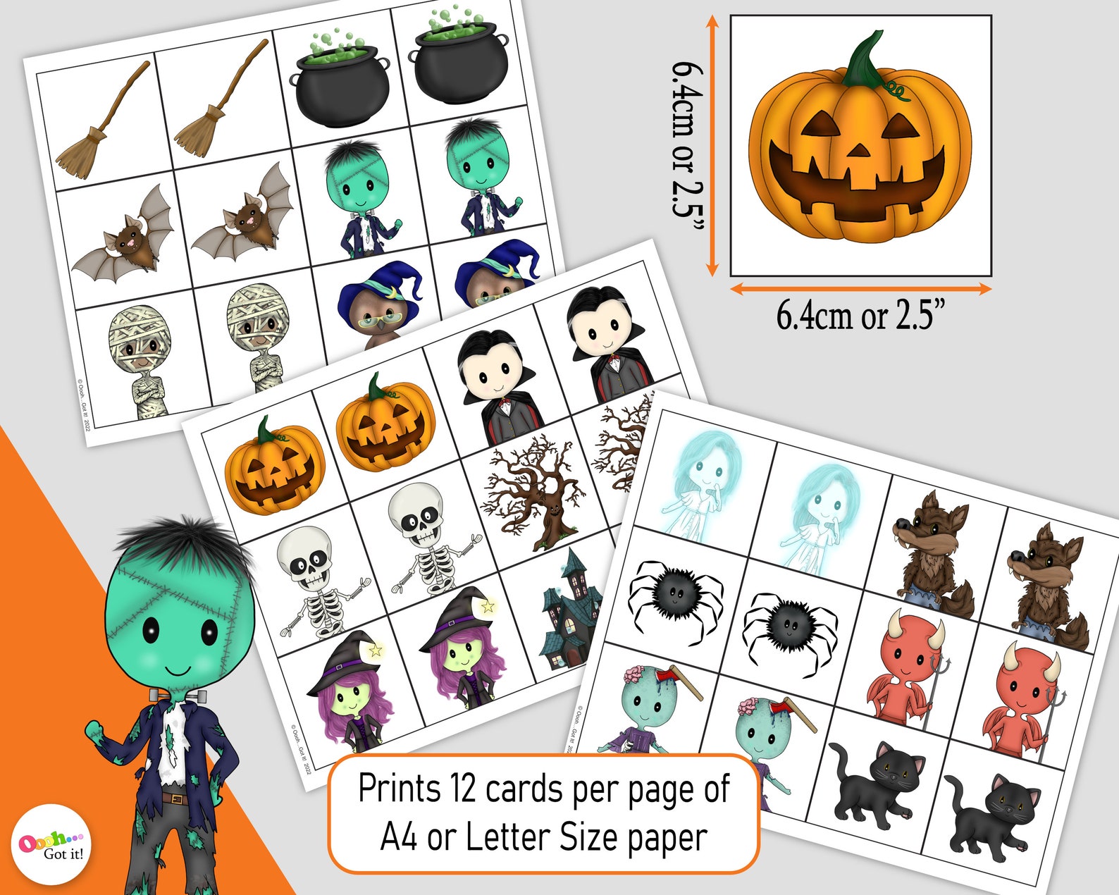 Halloween Memory Cards, a Printable Picture-matching Game for Toddlers ...