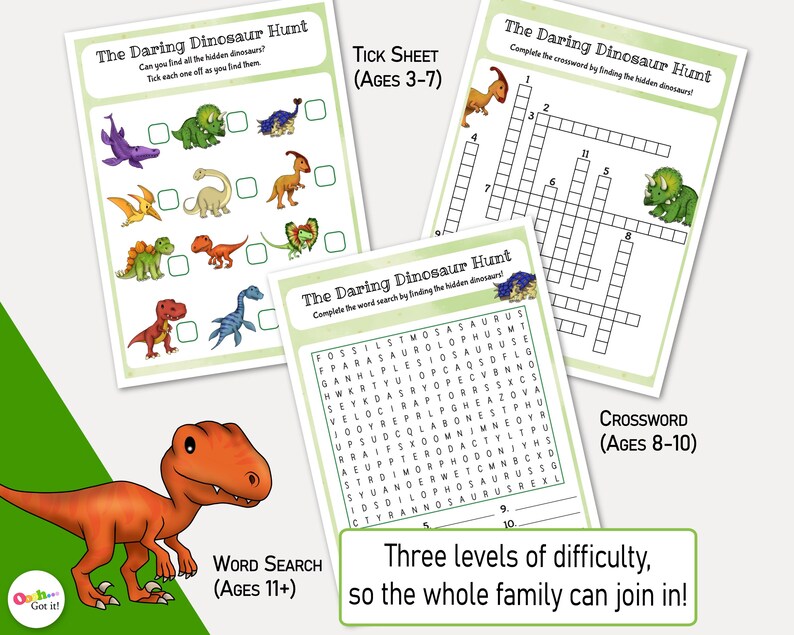 Dinosaur Picture Scavenger Hunt, a Printable Jurassic Picture Matching ...