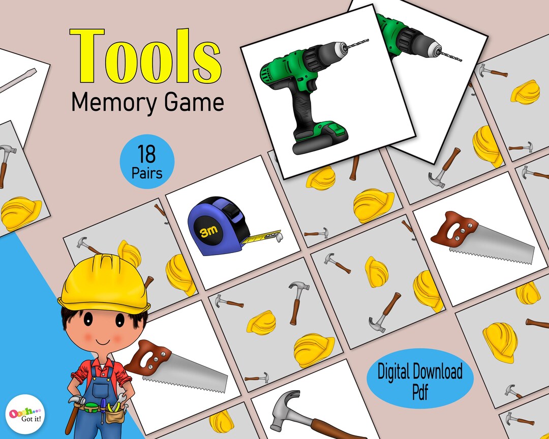 Toolbox Memory Game, a Printable Construction Card Game, a DIY Tools ...