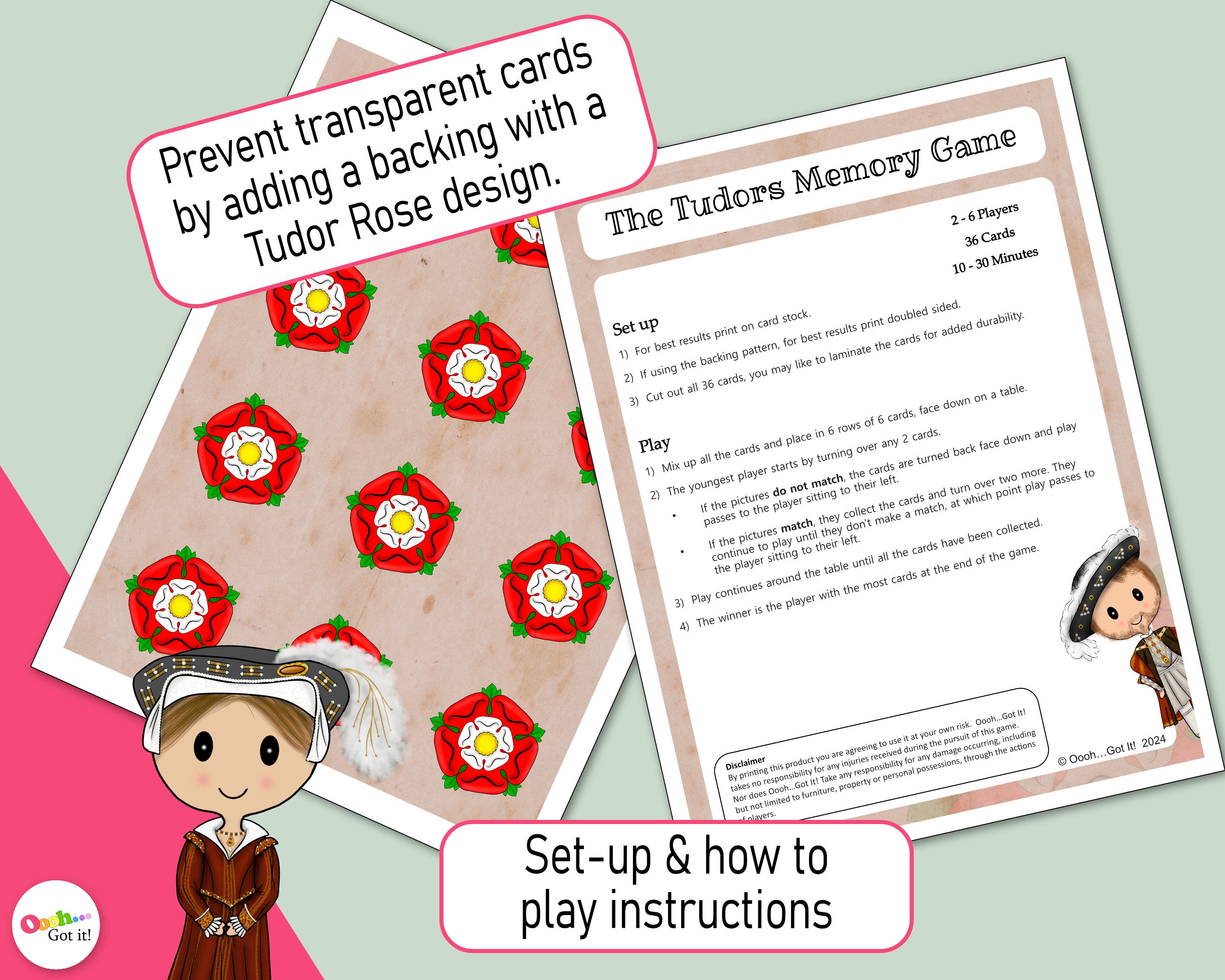 The Tudors Memory Card Game, a Printable British History, Picture ...