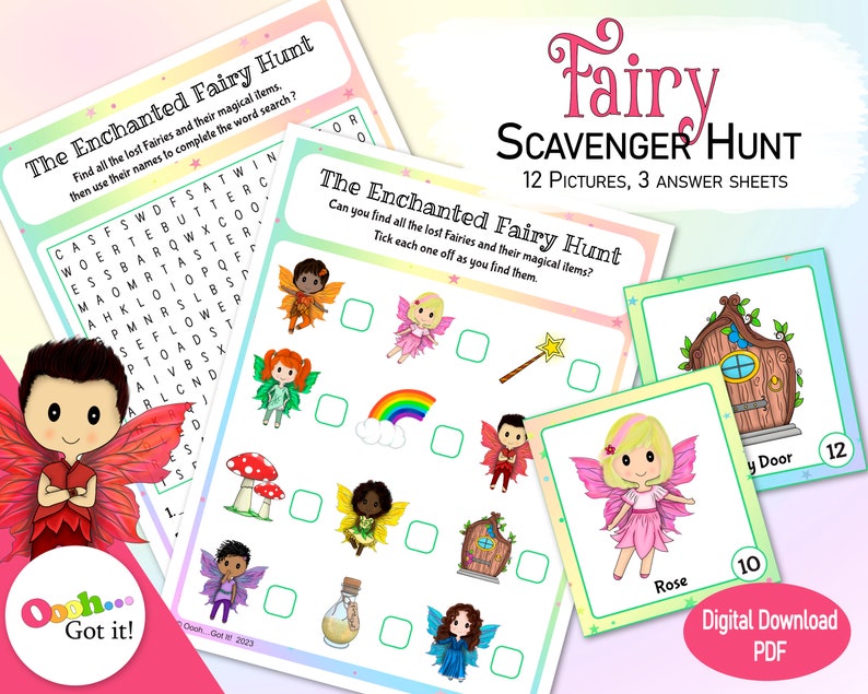 Fairy Picture Scavenger Hunt a Printable Rainbow Party Game - Etsy