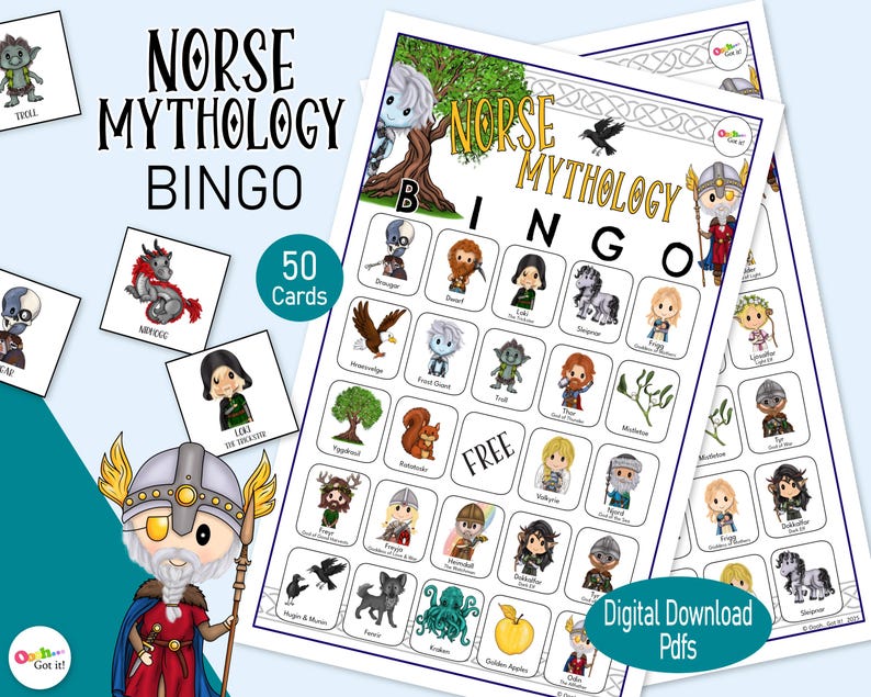 Norse Mythology Bingo Cards – a Fun Printable Ancient History Game for ...